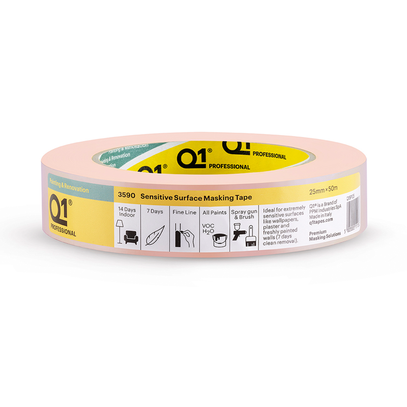 Q1 Sensitive Surface 3590 Masking Tape (1") 25mm x 50m – Tapes Wholesale